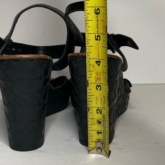 Coach | Shoes | Coach Black Strappy Wedge Sandals | Poshmark